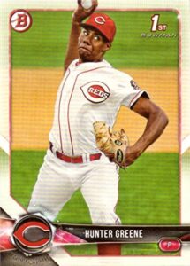 2018 bowman prospects baseball #bp48 hunter greene pre-rookie card - 1st bowman card