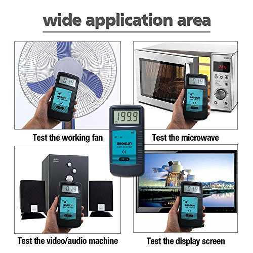 allsun Digital EMF Tester Electromagnetic Radiation Meter Electromagnetic Field Wave Detector Magnitude Detector Handheld LCD Household Dosimeter