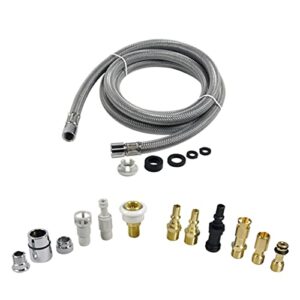 danco kitchen faucet pull-out spray hose replacement kit for pullout sprayer heads | 57 inch kink-resistance nylon braided faucet hose (10912)