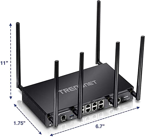 TRENDnet AC3000 Tri-Band Wireless Gigabit Dual-WAN VPN SMB Router, MU-MIMO, Wave 2,Internet Router, Whole Office-Home Wifi, Pre-Encrypted Wireless, QoS,Inter-VLAN Routing, Black, TEW-829DRU