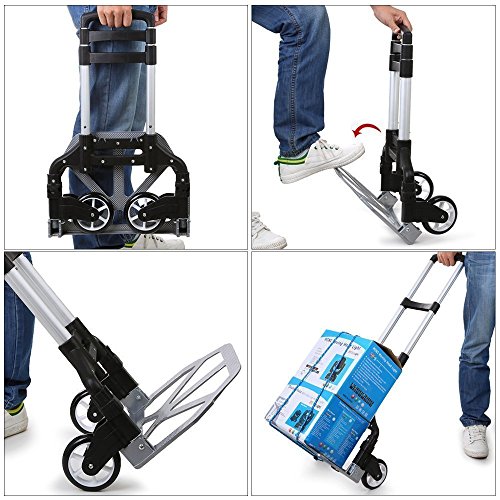 Folding Hand Truck Moving Dolly up to 171 LBS Capacity Aluminum Folding Hand Cart Platform Trolley