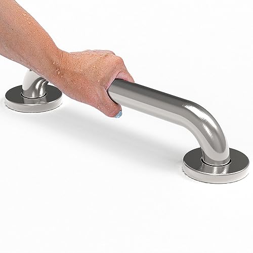 AmeriLuck 2-Pack 1-1/4" x 12in Bath Safety Medical Handicap Grab Bars, ADA Handrail for Bathroom Shower Wall, Heavy Duty Grip Handles for Bathtub and Toilet, 500lbs Weight Support, Brushed Nickel