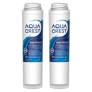 aqua crest fqslf, fqsvf under sink water filter, replacement for ge fqslf, fqsvf, fqsvn, fqropf, gxsv65r undersink water filter, nsf 42 certified (2 pack), model no.aqu-ff23-lf