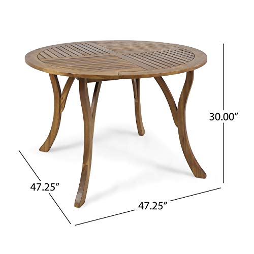 Christopher Knight Home Adn Outdoor 47" Round Acacia Wood Dining Table, Teak