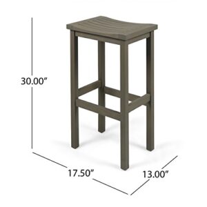 Christopher Knight Home Caribbean Outdoor 30" Acacia Wood Barstools, 2-Pcs Set, Grey Finish