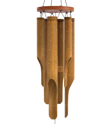 Nalulu Classic Bamboo Wind Chimes - Outdoor Wood Wooden Windchimes, Small Medium Large, Handcrafted with Calming Deep Tones, Ideal Home Decor or Gift for Any Occasion (Small)