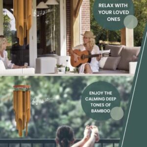 Nalulu Classic Bamboo Wind Chimes - Outdoor Wood Wooden Windchimes, Small Medium Large, Handcrafted with Calming Deep Tones, Ideal Home Decor or Gift for Any Occasion (Small)