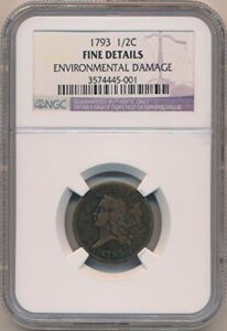 1793 p flowing hair half cent fine details ngc