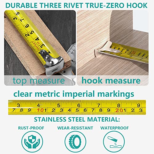 25FT Tape Measure,SLOGNNY Self-Locking Measuring Tape with Rubber Covered Case,Professional Measurement Tape with Inch and Metric