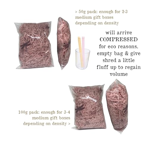 Vintage Rose Blush Shredded Tissue Paper Shred Dusky Ash Antique Vintage Pink Hamper Gift Box Basket Filler Fill (100g)