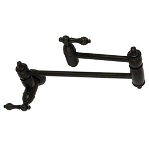 kingston brass ks3100al restoration wall mount pot filler kitchen faucet, 13 inch length, matte black