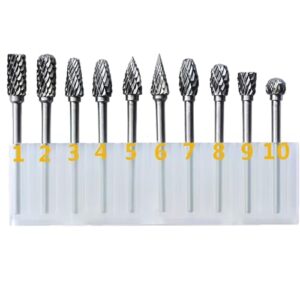 luo ke 10 pcs aluminum cutting burs - 1/8'' shank double slot tungsten carbide burrs drill bit set for dremel rotary tools