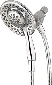 delta faucet 4-setting in2ition 2-in-1 dual shower head with handheld, chrome round shower head with hose, detachable shower head, hand held shower head, chrome 75486c