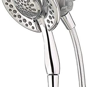 Delta Faucet 4-Setting In2ition 2-in-1 Dual Shower Head with Handheld, Chrome Round Shower Head with Hose, Detachable Shower Head, Hand Held Shower Head, Chrome 75486C