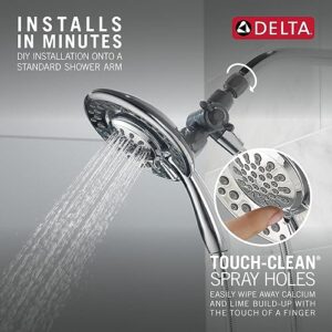 Delta Faucet 4-Setting In2ition 2-in-1 Dual Shower Head with Handheld, Chrome Round Shower Head with Hose, Detachable Shower Head, Hand Held Shower Head, Chrome 75486C