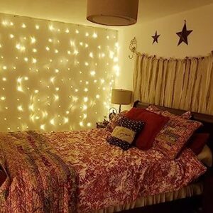 Lighting EVER Dual Color Curtain Lights Warm & White, 10 ft x 10 ft 300 LED Backdrop Lights with Remote/Timer/Dimmer/9 Modes, Indoor Outdoor Hanging Fairy Lights for Bedroom, Wedding Party, Patio