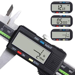 Sattiyrch Digital Caliper Stainless Steel with Large LCD Screen 6 Inch Millimeter Fractions Conversion Electronic Vernier Caliper Measuring Tool (6 inch)