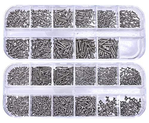 Mini Skater 23 Size Nickel Plating Tiny Eyeglass Screws Sunglass Spectacles Watch Repair Replace Micro Parts Assortment kit,1650PCS