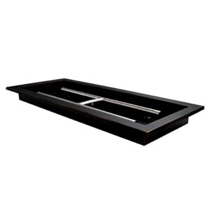 skyflame black 24" x 8" dual burner pan rectangular drop-in fire pit pan and burner - made of steel