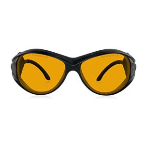 freemascot new professional od 6+ 190nm-490nm wavelength uv light/violet & blue laser safety glasses for 405nm, 445nm, 450nm,473nm laser (black)