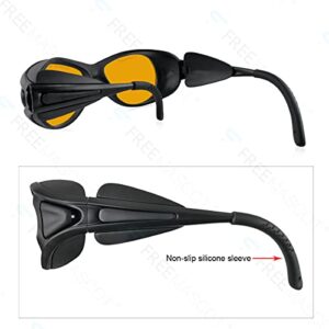 FreeMascot New Professional OD 6+ 190nm-490nm Wavelength UV light/Violet & Blue Laser Safety Glasses for 405nm, 445nm, 450nm,473nm Laser (Black)