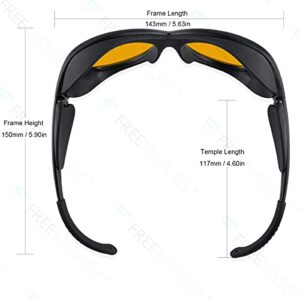 FreeMascot New Professional OD 6+ 190nm-490nm Wavelength UV light/Violet & Blue Laser Safety Glasses for 405nm, 445nm, 450nm,473nm Laser (Black)