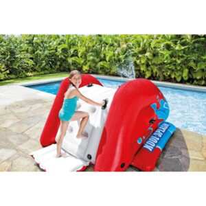 Intex Kool Splash Inflatable Water Slide Play Center for Outdoor Swimming Pool and Backyard with Built in Sprayer, Handles, and Stairs, Red