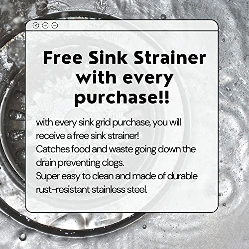 Walter Sinks Stainless Steel Kitchen 13" x 12 Inch Protector Grids for Sinks Universal Double Bowl Drain Racks Grates Bottom Strainer Rear Hole, Silver