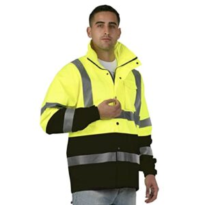 JORESTECH High Visibility Light Weight Waterproof Rain Jacket ANSI/ISEA 107-2015 Class 3 Level 2 Yellow/Black JK-03-YLBK (XL)