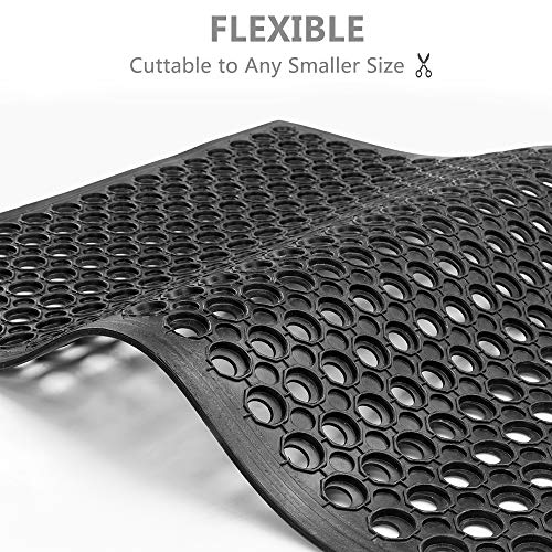 ROVSUN Rubber Floor Mat with Holes, 24''x 36'' Anti-Fatigue/Non-Slip Drainage Mat, for Industrial Kitchen Restaurant Bar Bathroom, Indoor/Outdoor Cushion