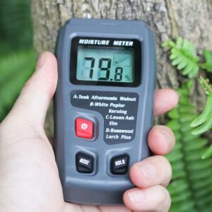 Bside EMT01 Digital Wood Moisture Meter Handheld 2 Pins Timber Lumber Damp Humidity Detector Tester with Large LCD Display