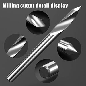 HUHAO Spiral 60 Degree V Groove Engraving Tool Flat Bottom CNC Router Bits 1/8 Inch Shank for Aluminum MDF Hard Wood Copper 5PCS