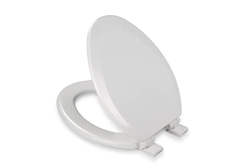 Croydex WL800722AZH Stick Tight No More Movement Sticky Grip Pad Technology Elongated, Soft Close and Quick Release, White, Molded Wood Toilet Seat