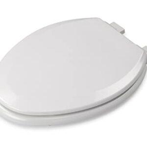 Croydex WL800722AZH Stick Tight No More Movement Sticky Grip Pad Technology Elongated, Soft Close and Quick Release, White, Molded Wood Toilet Seat