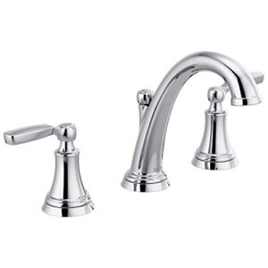 delta faucet woodhurst widespread bathroom faucet chrome, bathroom faucet 3 hole, bathroom sink faucet, metal drain assembly, chrome 3532lf