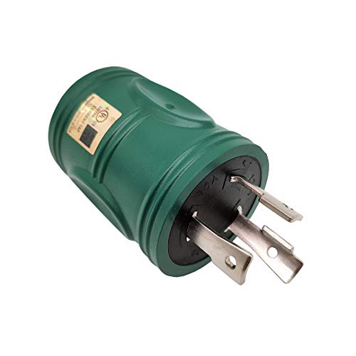 Parkworld 691586 RV 30 AMP Generator Adapter 3-Prong L5-30 Plug Male to TT-30 Receptacle Female (L5-30P to TT-30R, Deep Green)