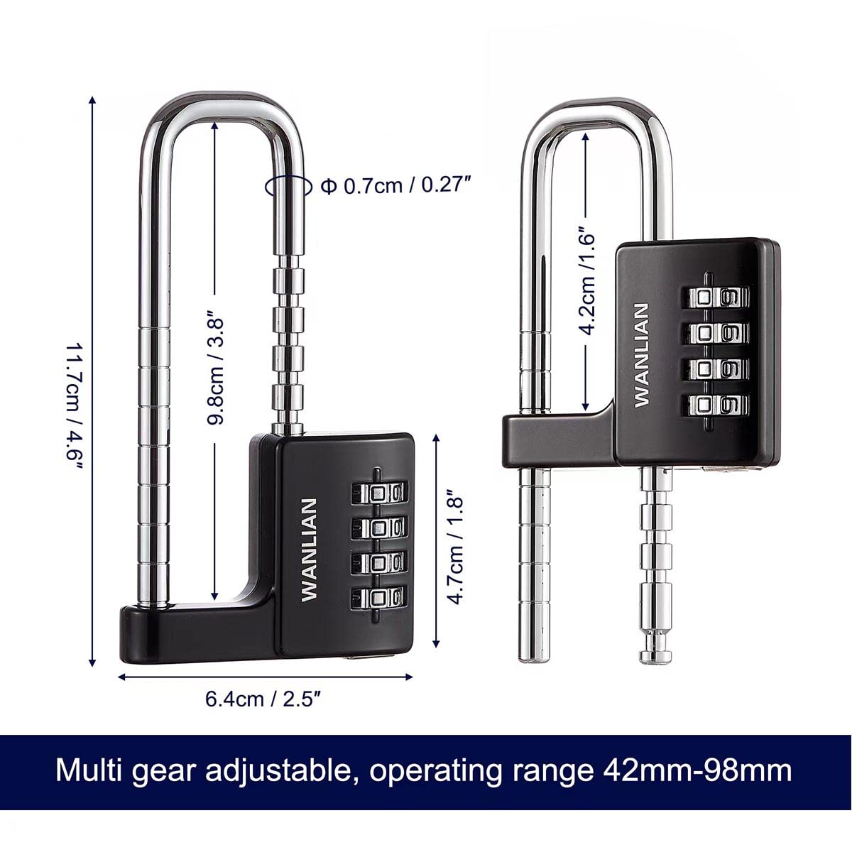 Large 4-Position Combination disc Padlock Stainless Steel Rust-Proof Door Warehouse Outdoor Round Cake Tray Padlock Discus Lock with Hardened Steel Shackle Shelf Locker Silver Lock Gym, School,