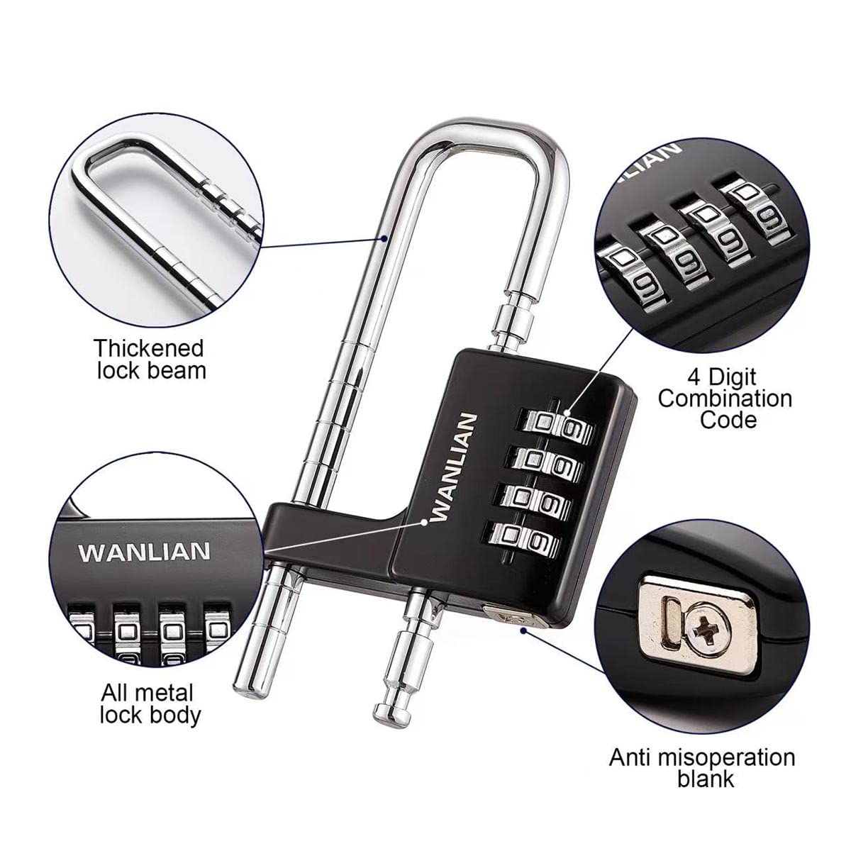 Large 4-Position Combination disc Padlock Stainless Steel Rust-Proof Door Warehouse Outdoor Round Cake Tray Padlock Discus Lock with Hardened Steel Shackle Shelf Locker Silver Lock Gym, School,