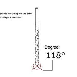 20pcs 7/64in x 2-5/8in, HSS Titanium Coated Drill Bits, Jobber Length, Straight Shank, Metal Drill for General Purpose