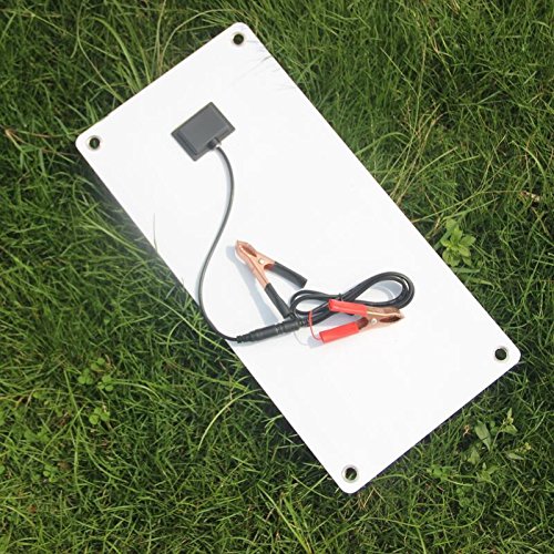 NUZAMAS 12V 8.5W Portable Solar Panel Semi-Flexible with Alligator Clips and USB Output for Car Battery Phone Charging Maintenance Outdoor Camping Fishing Boat RV