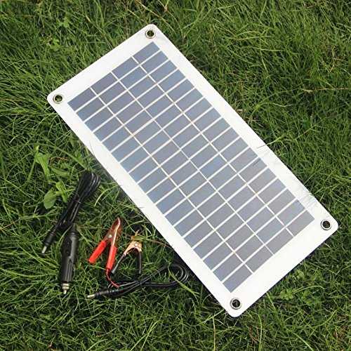 NUZAMAS 12V 8.5W Portable Solar Panel Semi-Flexible with Alligator Clips and USB Output for Car Battery Phone Charging Maintenance Outdoor Camping Fishing Boat RV