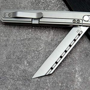 Ccanku C225 Folding Knives D2 Steel Blade TC4 Titanium Alloy Handle Knife Camping Outdoor EDC Tool Folding Knives (Gray)