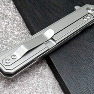 Ccanku C225 Folding Knives D2 Steel Blade TC4 Titanium Alloy Handle Knife Camping Outdoor EDC Tool Folding Knives (Gray)