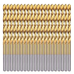 20pcs 11/64" x3-1/4" round shank hss titanium coated twist drill bits for metal