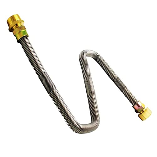 MENSI Non-Whistle 3/8" Female Flre with 1/2" Adapter Flexible Flex Gas Line for LPG and NG Fire Pit Hose Connection Kit in 24" Length