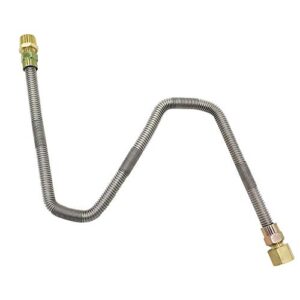 MENSI Non-Whistle 3/8" Female Flre with 1/2" Adapter Flexible Flex Gas Line for LPG and NG Fire Pit Hose Connection Kit in 24" Length