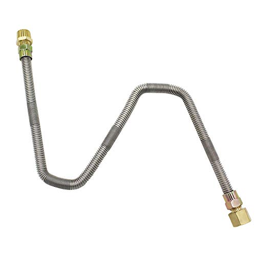 MENSI Non-Whistle 3/8" Female Flre with 1/2" Adapter Flexible Flex Gas Line for LPG and NG Fire Pit Hose Connection Kit in 24" Length