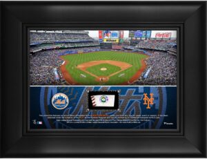 new york mets framed 5" x 7" stadium collage with a piece of game-used baseball - mlb team plaques and collages