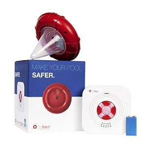 lifebuoy pool alarm system - pool motion sensor with advanced algorithm - smart pool alarm that is application controlled. powerful sirens blare at poolside and indoors