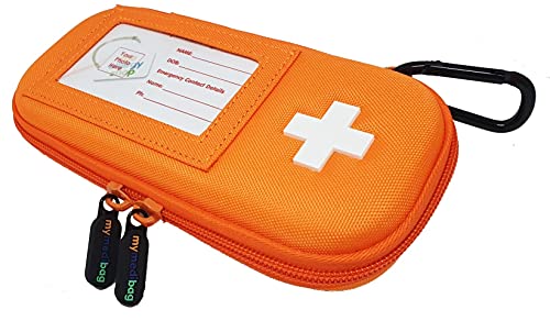 MyMediBag Double Epipen Holder | Hardcase Insulated Epipen Case | Highly Visible and Noticeable EpiPen Carrier Bag in Case of an Emergency | Bright Orange Epipen Carry Case Insulated Pouch